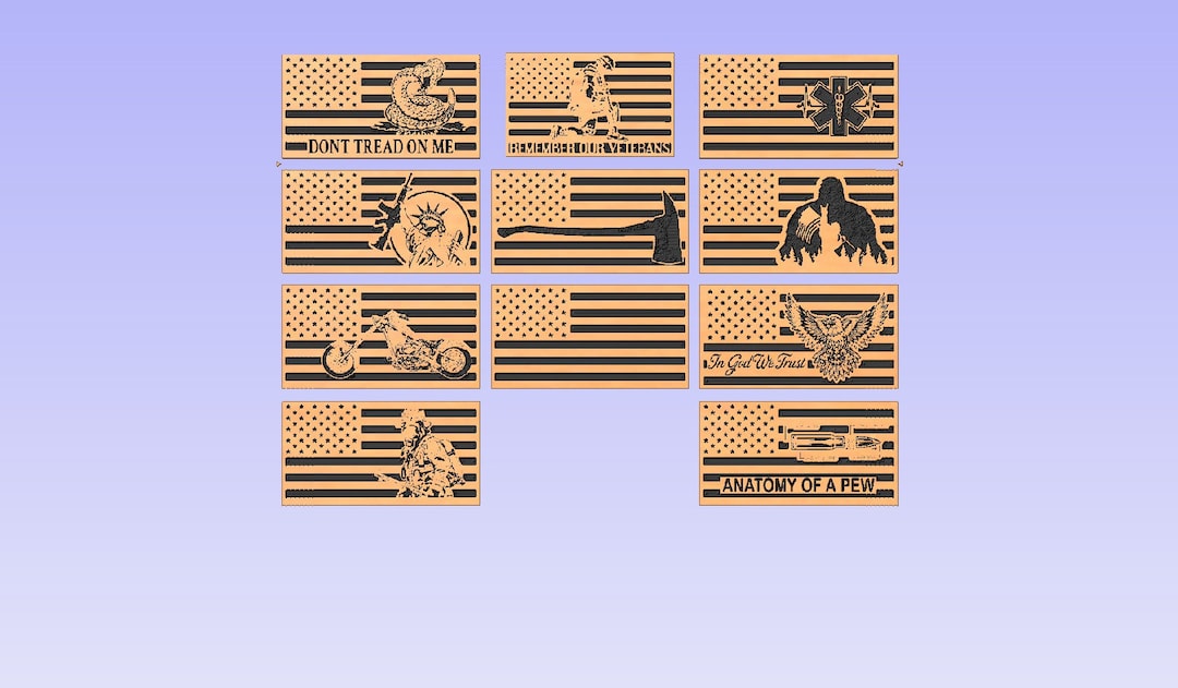 Flag Bundle Dxf File (cnc Svg File)(for CNC or Laser Lightburn Software ...