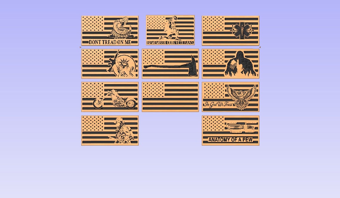 Flag Bundle Dxf File (cnc Svg File)(for CNC or Laser Lightburn Software ...