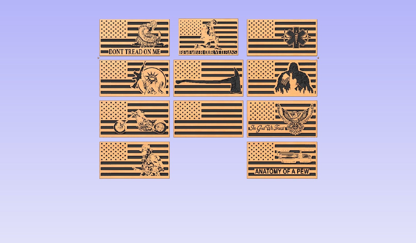 Flag Bundle Dxf File (cnc Svg File)(for CNC or Laser Lightburn Software ...