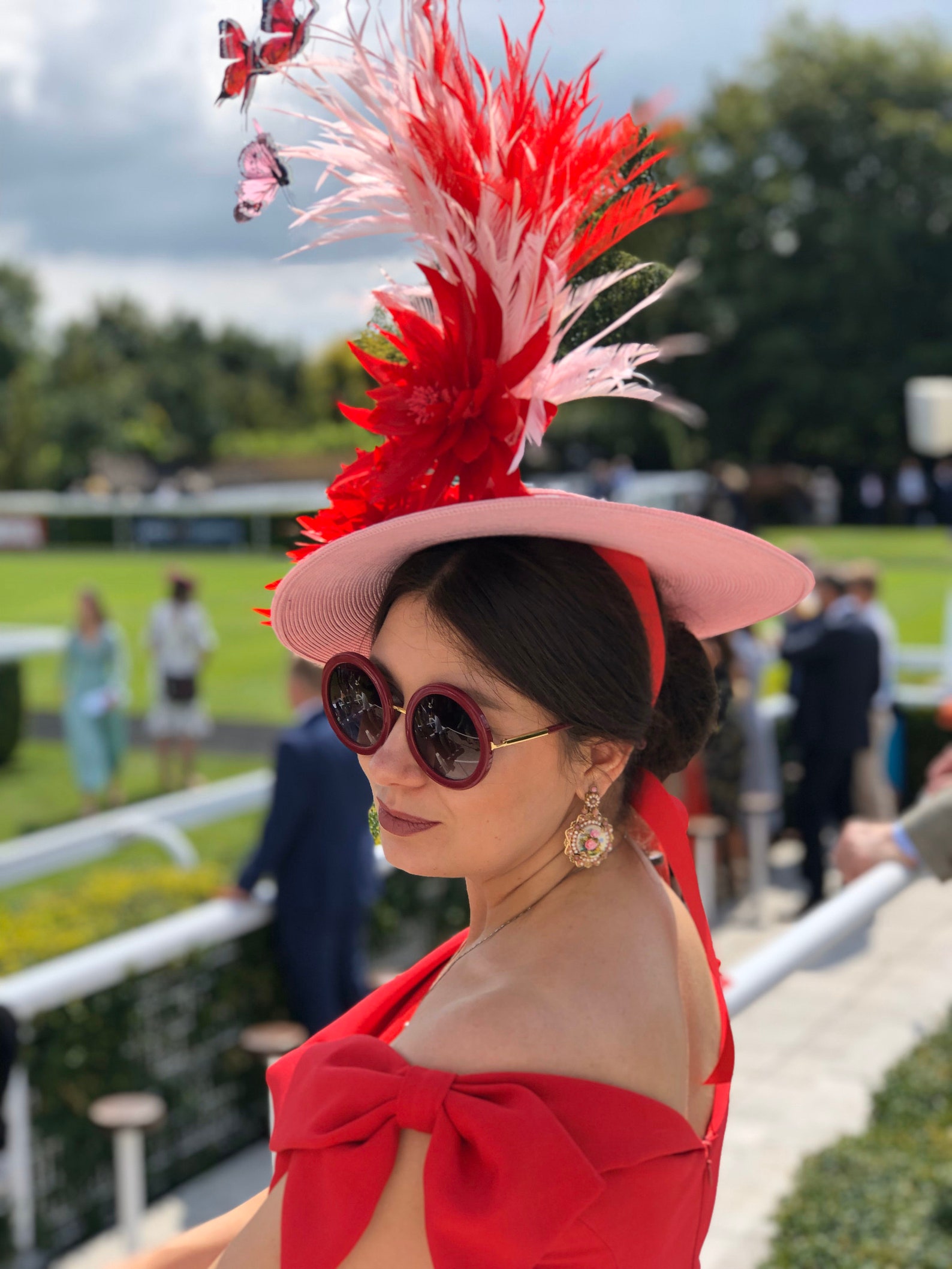 Pink Straw Red Flowers Mini Boater Hat Fascinator Goodwood - Etsy