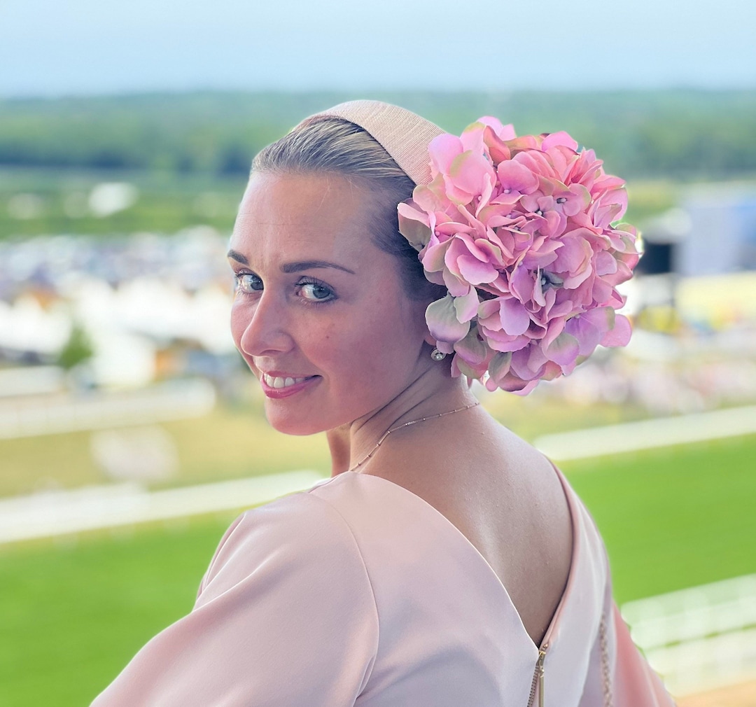 Pink Hydrangeas Pillbox Hat , Royal Ascot Hat , Henley Regatta Hat ...