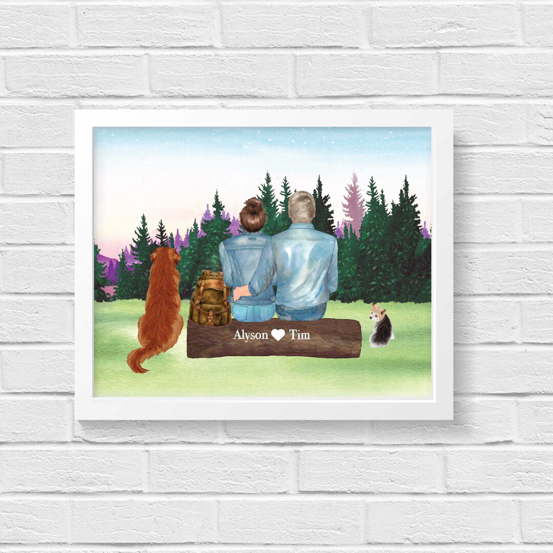 Family Dog Print, Custom Dog Owner Gift, Family Portrait With Pet ...