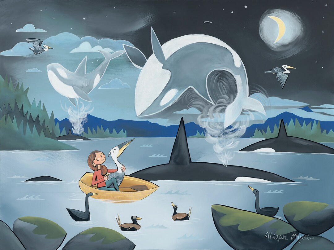 Big Fine Art Print - Night Orca (design 94) - Etsy