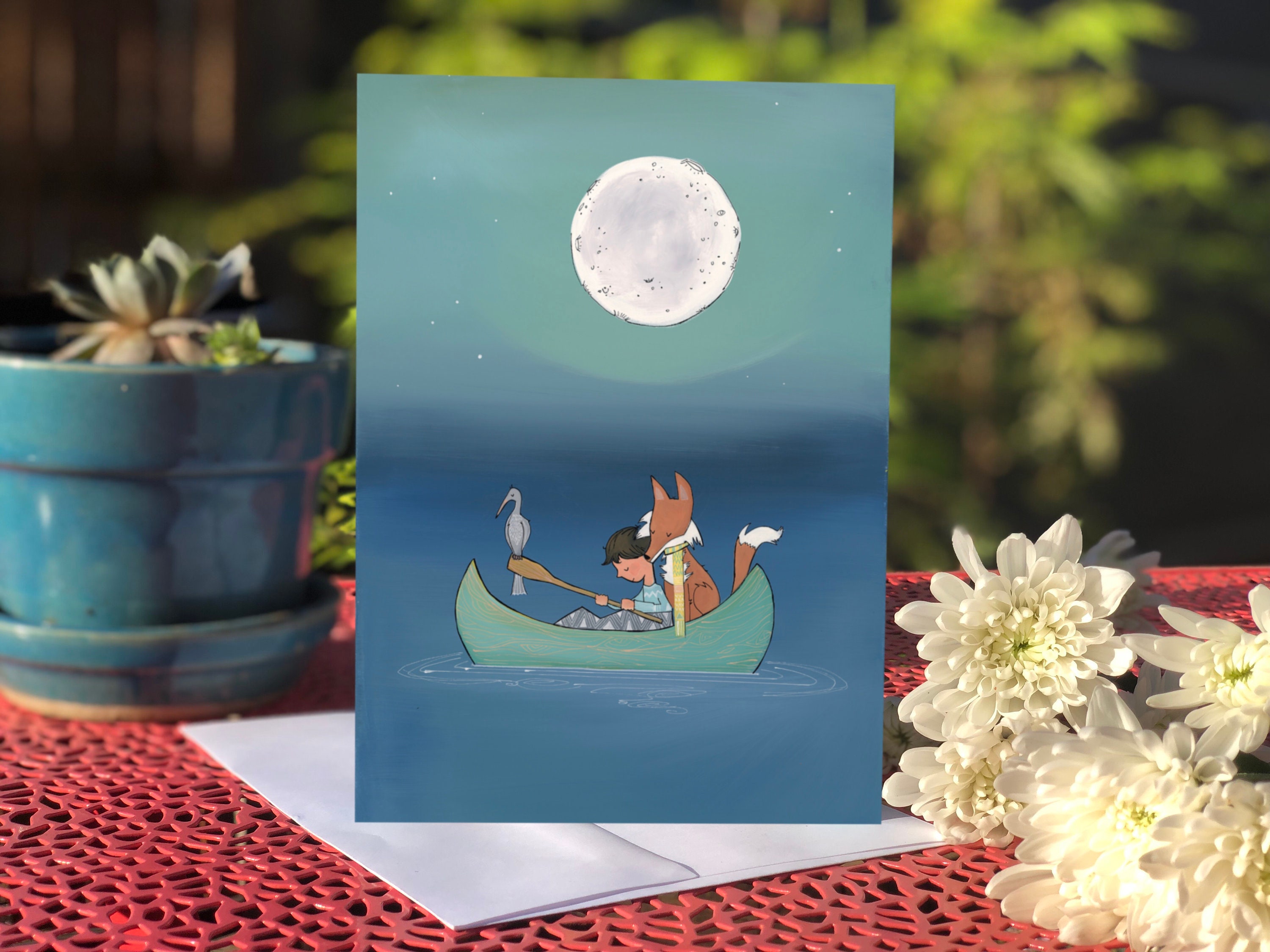 Blank Card - Greeting Card - Night Canoe (design 13) - Etsy