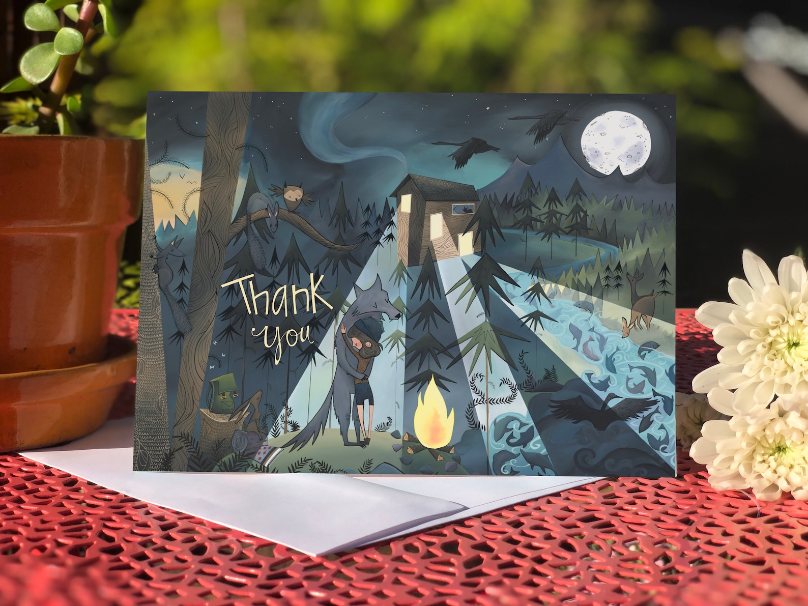 Greeting Card thank You Wolf Hug design 50 - Etsy