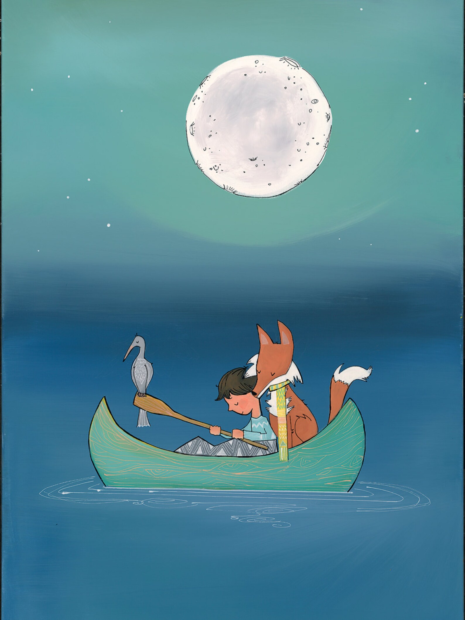 Blank Card - Greeting Card - Night Canoe (design 13) - Etsy