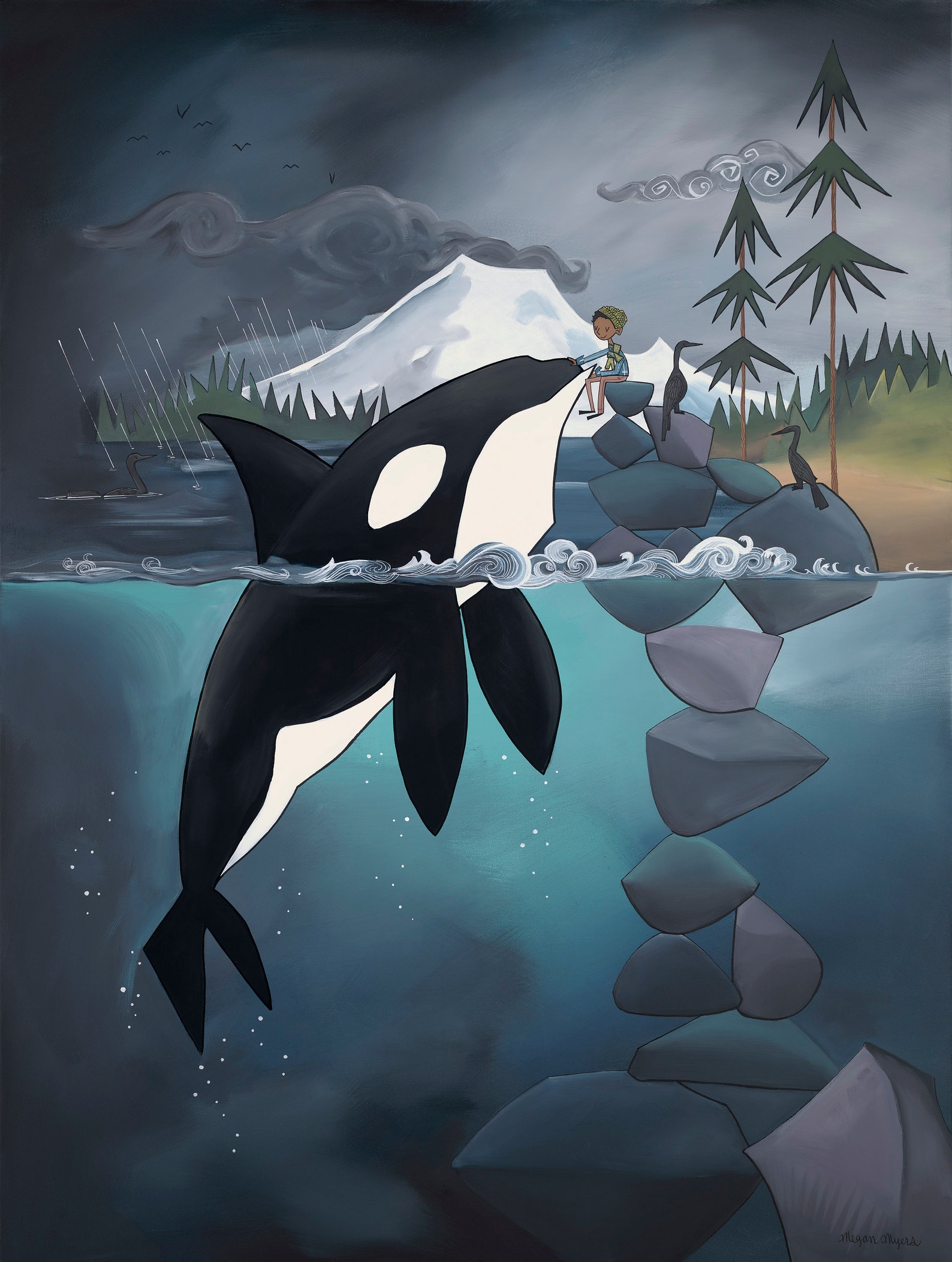 Blank Card - Greeting Card - Orca and Boy (design 49) - Etsy