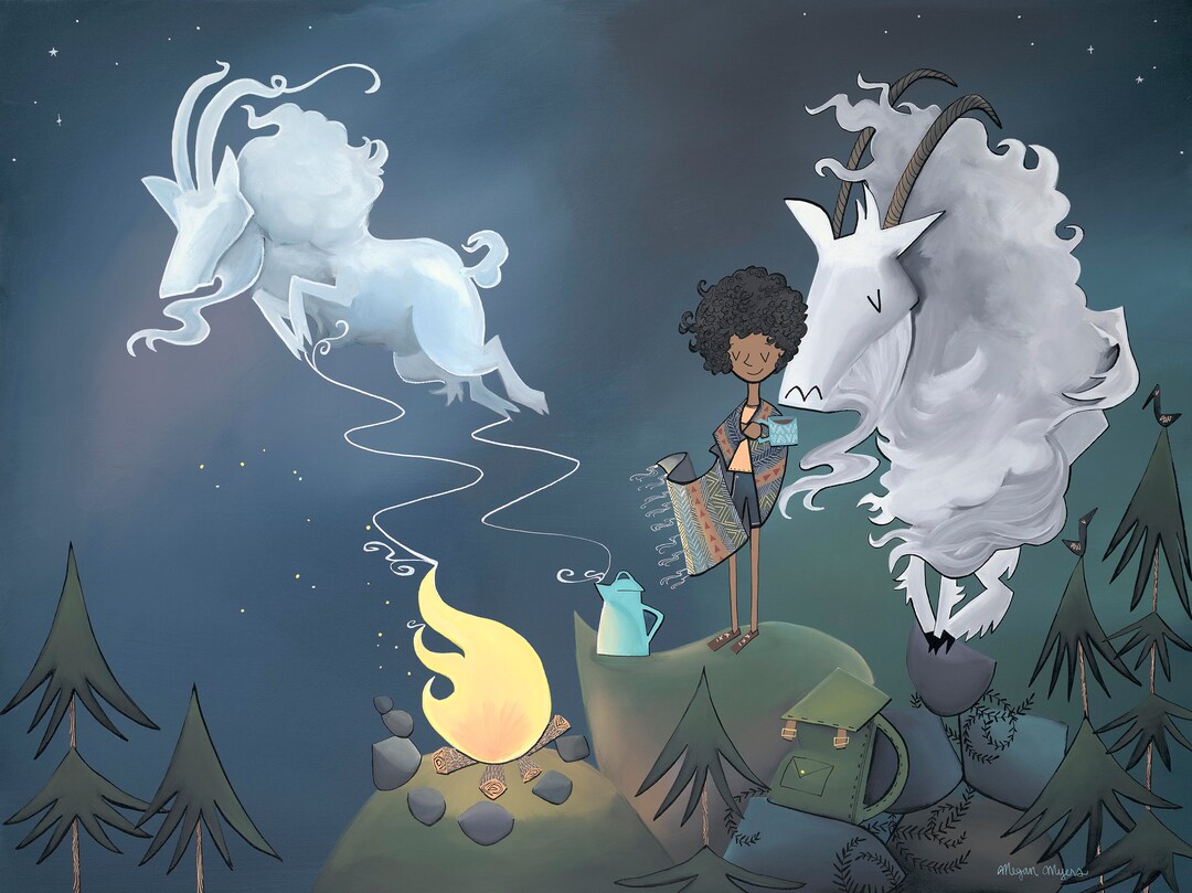 Big Fine Art Print - Goat Smoke Girl (design 48) - Etsy