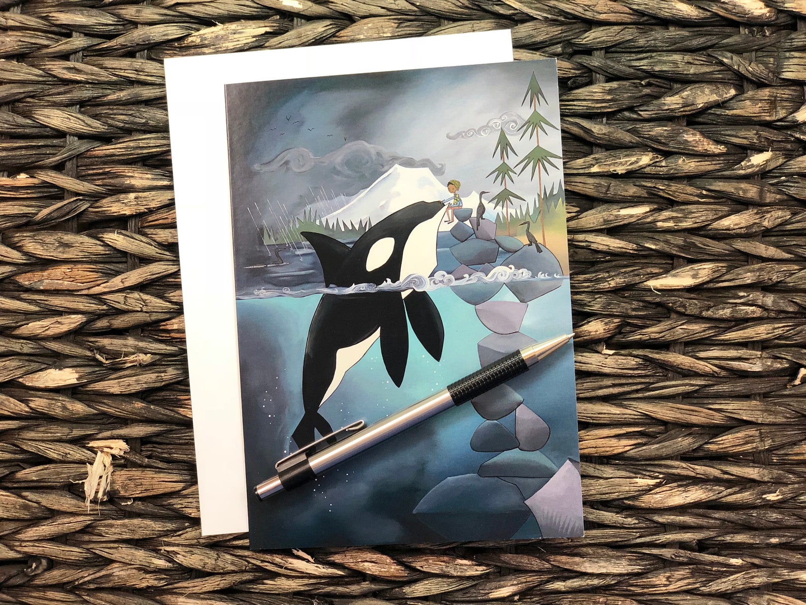 Blank Card Greeting Card Orca and Boy design 49 | Etsy