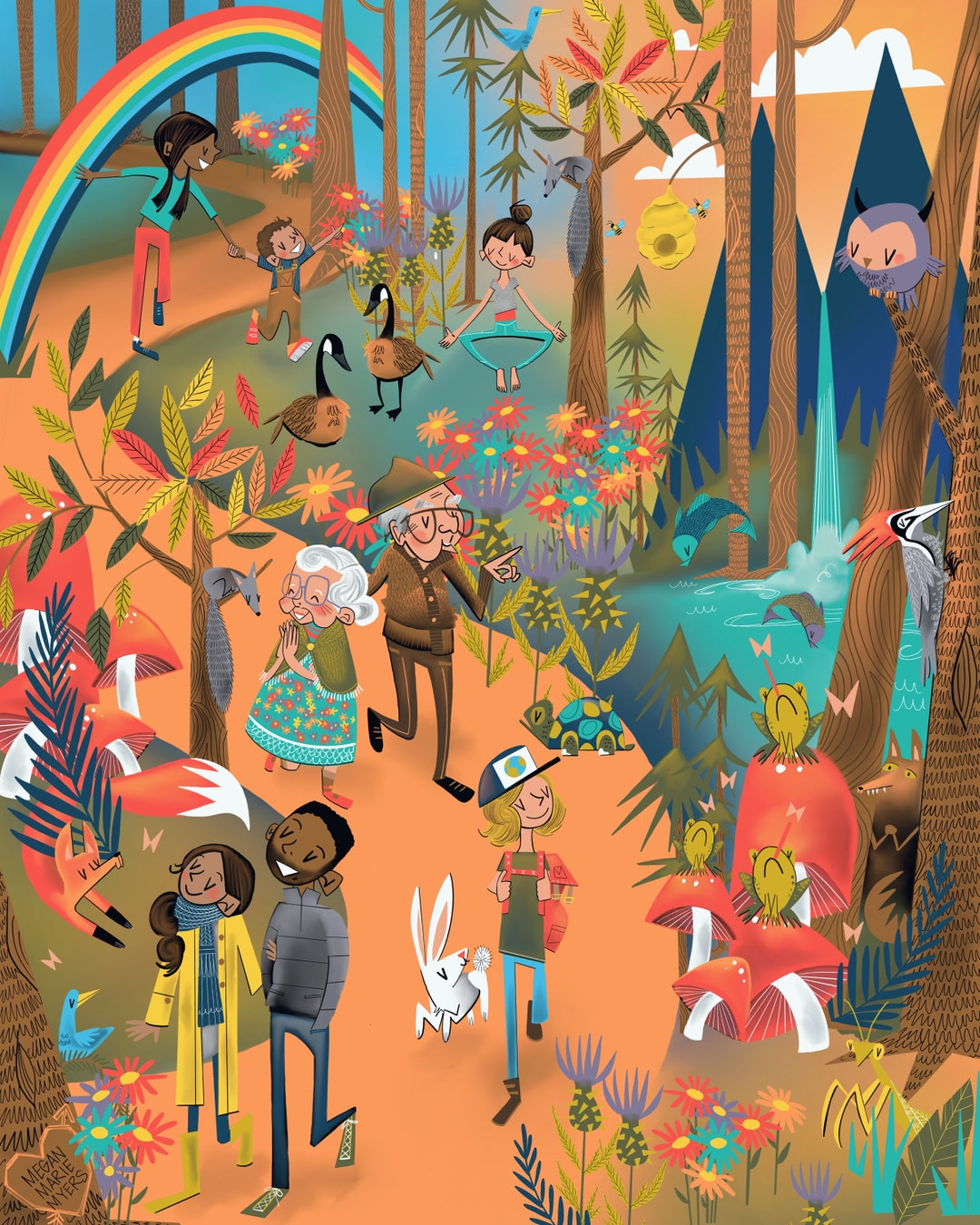 Big Fine Art Print earth Day Community Gathering - Etsy