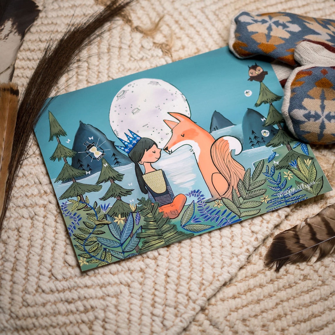 Fine Art Print Fox and Crown Girl rulers of the | Etsy