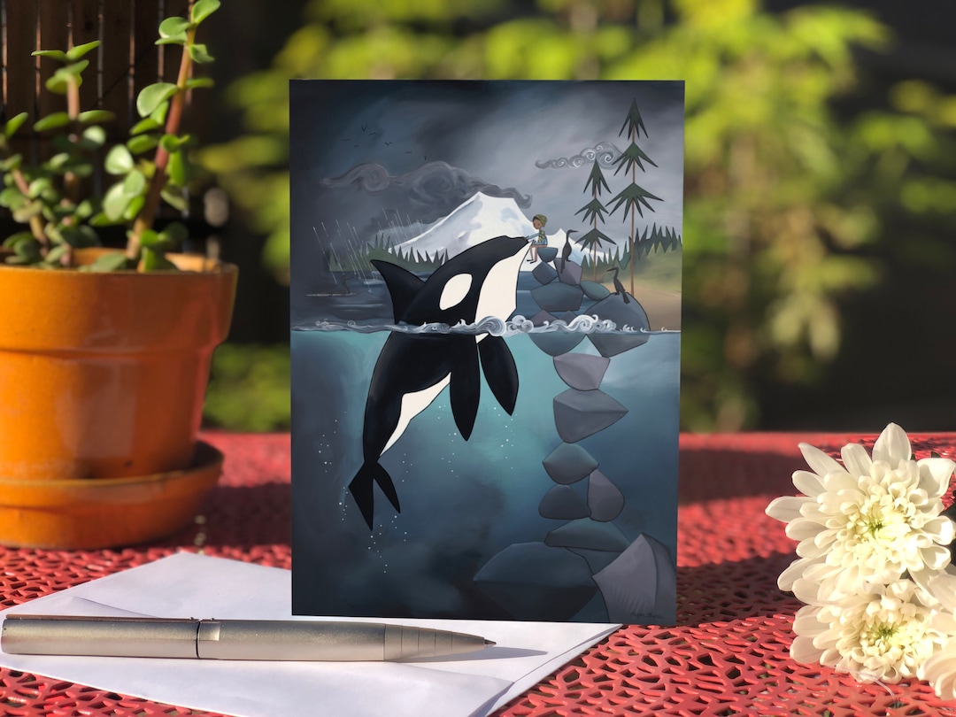 Blank Card - Greeting Card - Orca and Boy (design 49) - Etsy