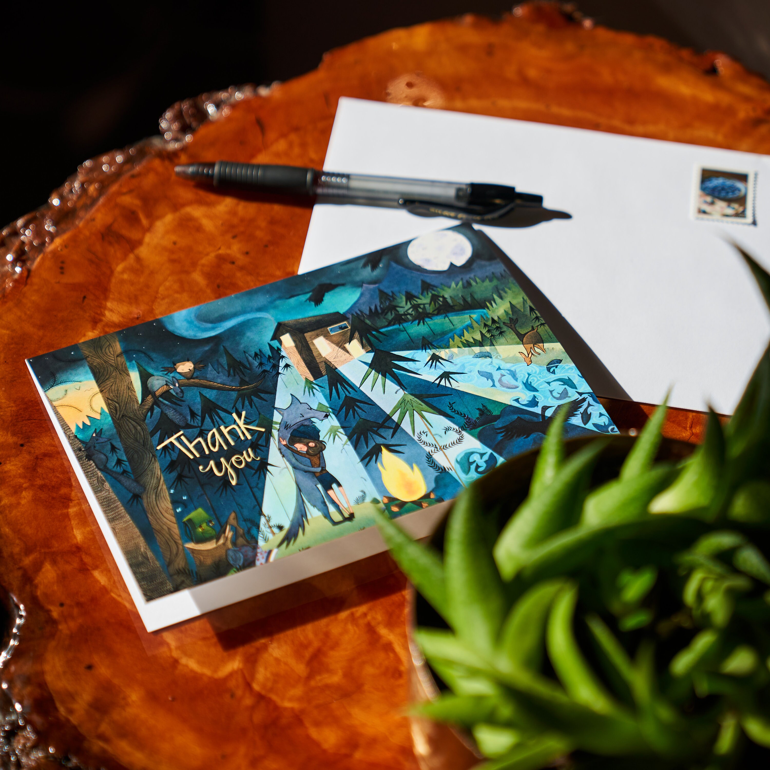 Greeting Card thank You Wolf Hug design 50 - Etsy