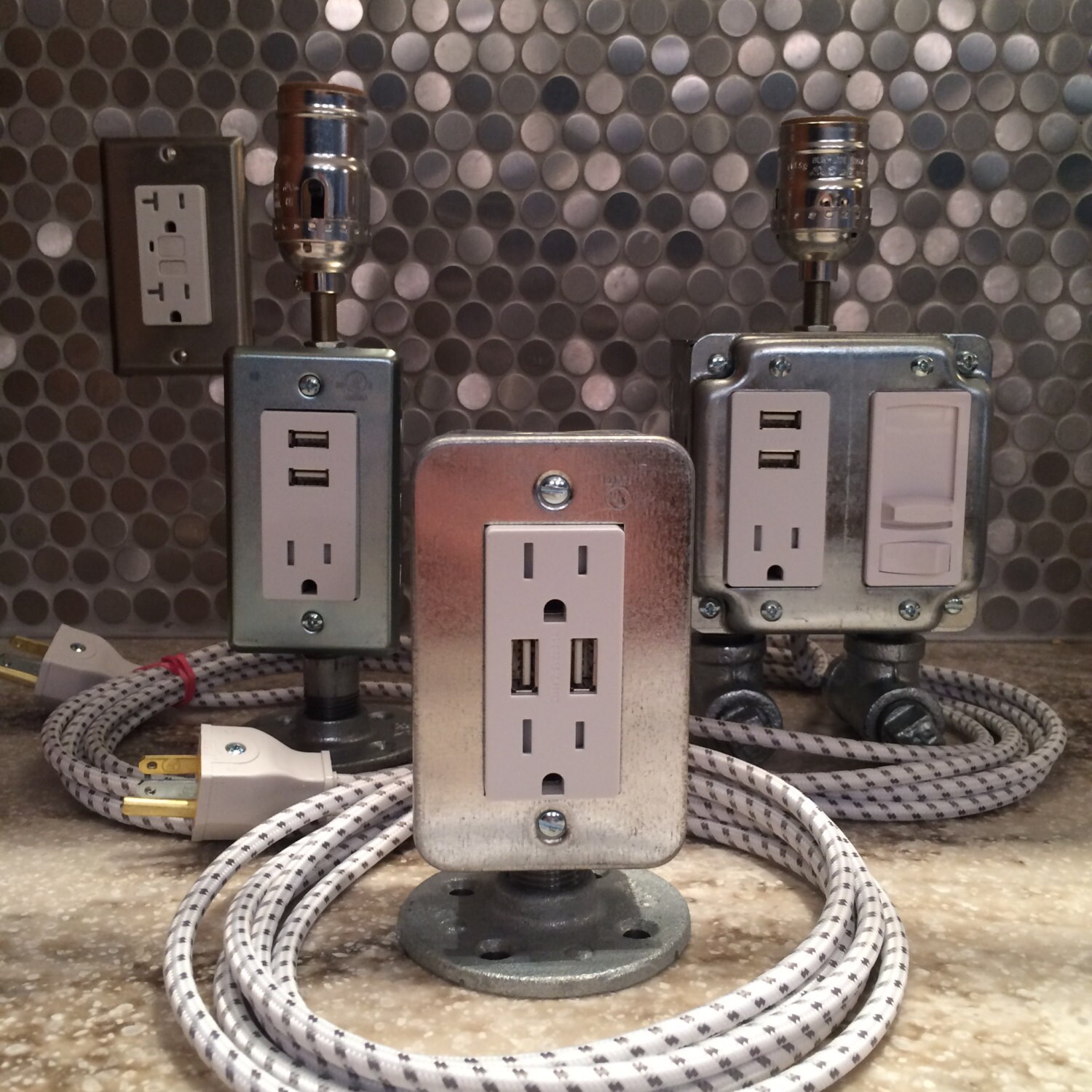 Industrial Style Lamp With USB Power Charging Station - Etsy