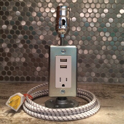 Industrial Style Lamp With USB Power Charging Station - Etsy
