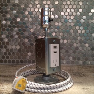 Industrial Style Lamp With USB Power Charging Station - Etsy