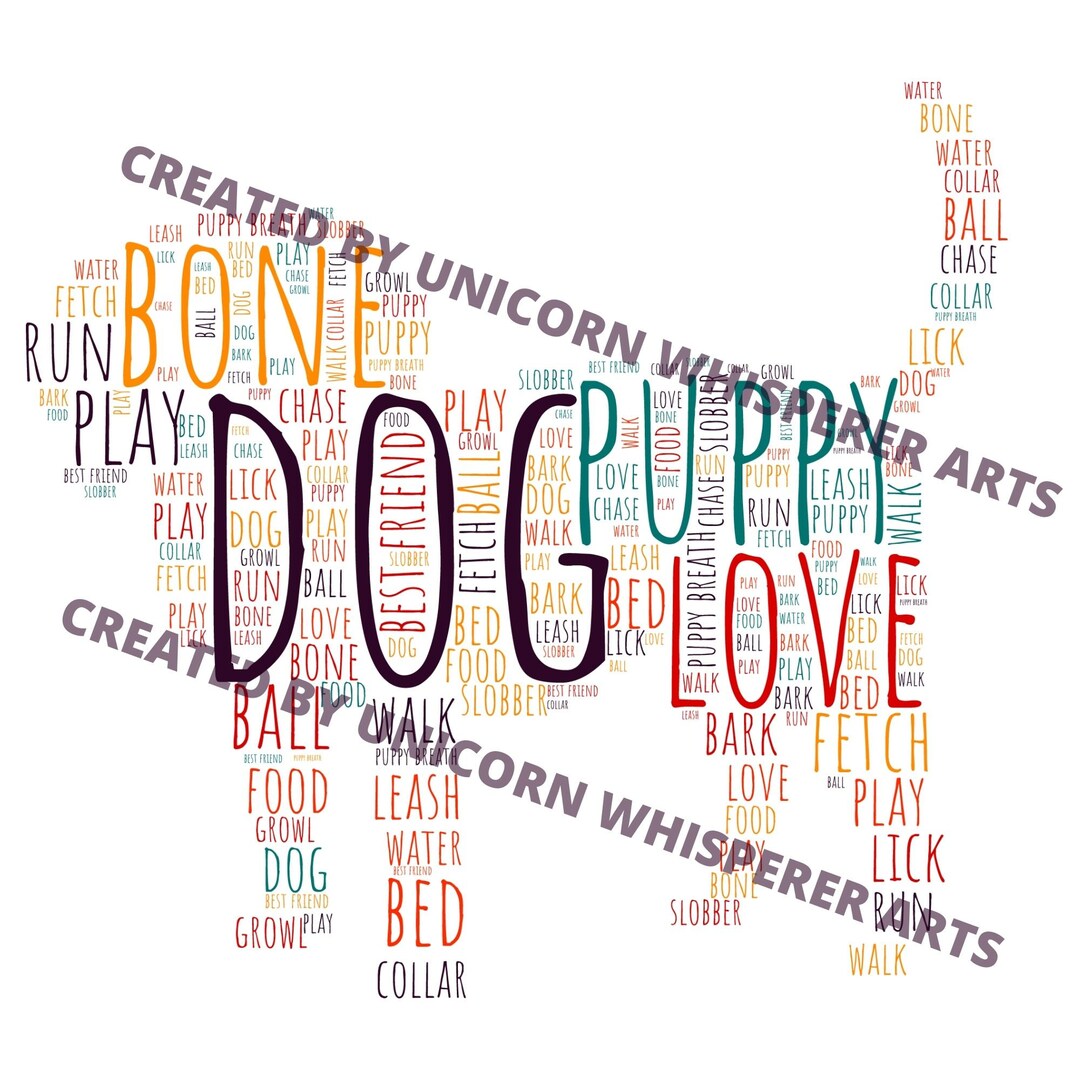 Dog Silhouette Word Cloud Art, SVG, Printable (digital Download) - Etsy