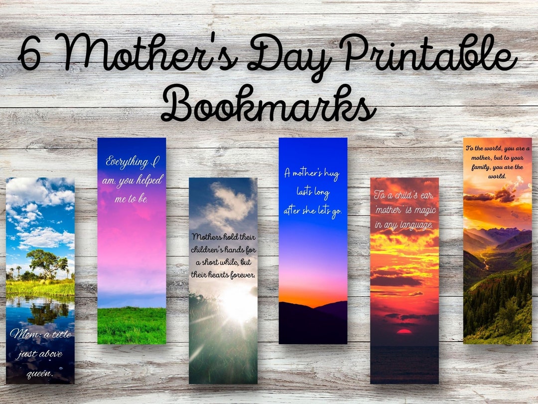 Set of 6 Mother's Day Printable Bookmarks, Bookmarks for Mom, Digital ...