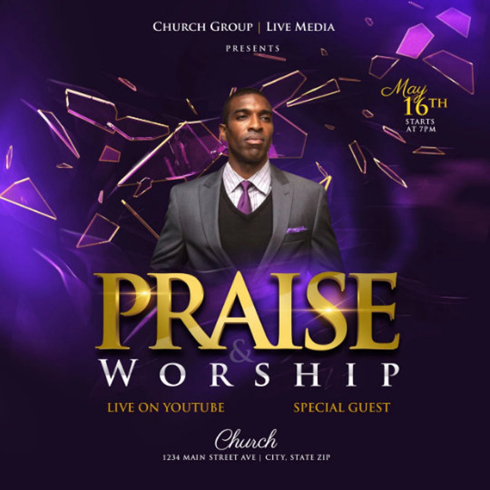 Church Flyer Praise & Worship - Etsy
