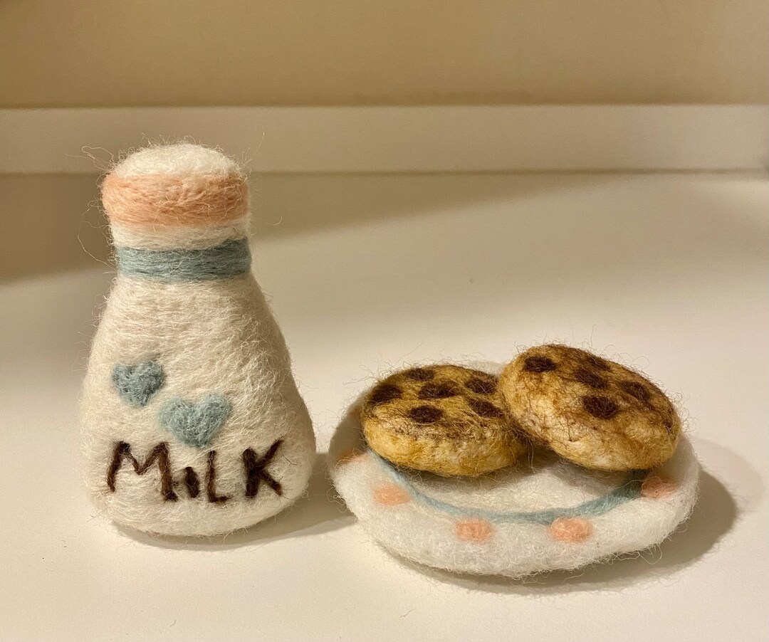 Needle Felted Dessert, Cookies and Milk, Felted Cookies, Newborn Prop ...