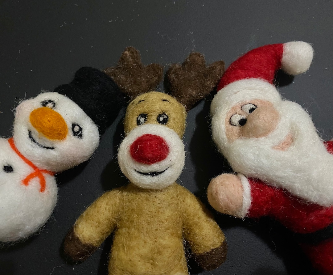 Christmas Needle Felted Characters, Felted Santa, Felted Snowman ...