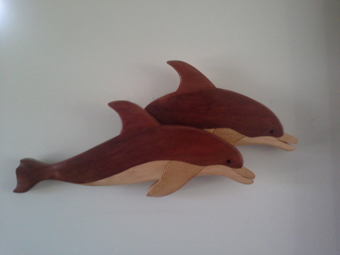 Australian Wooden Intarsia Dolphins | Etsy