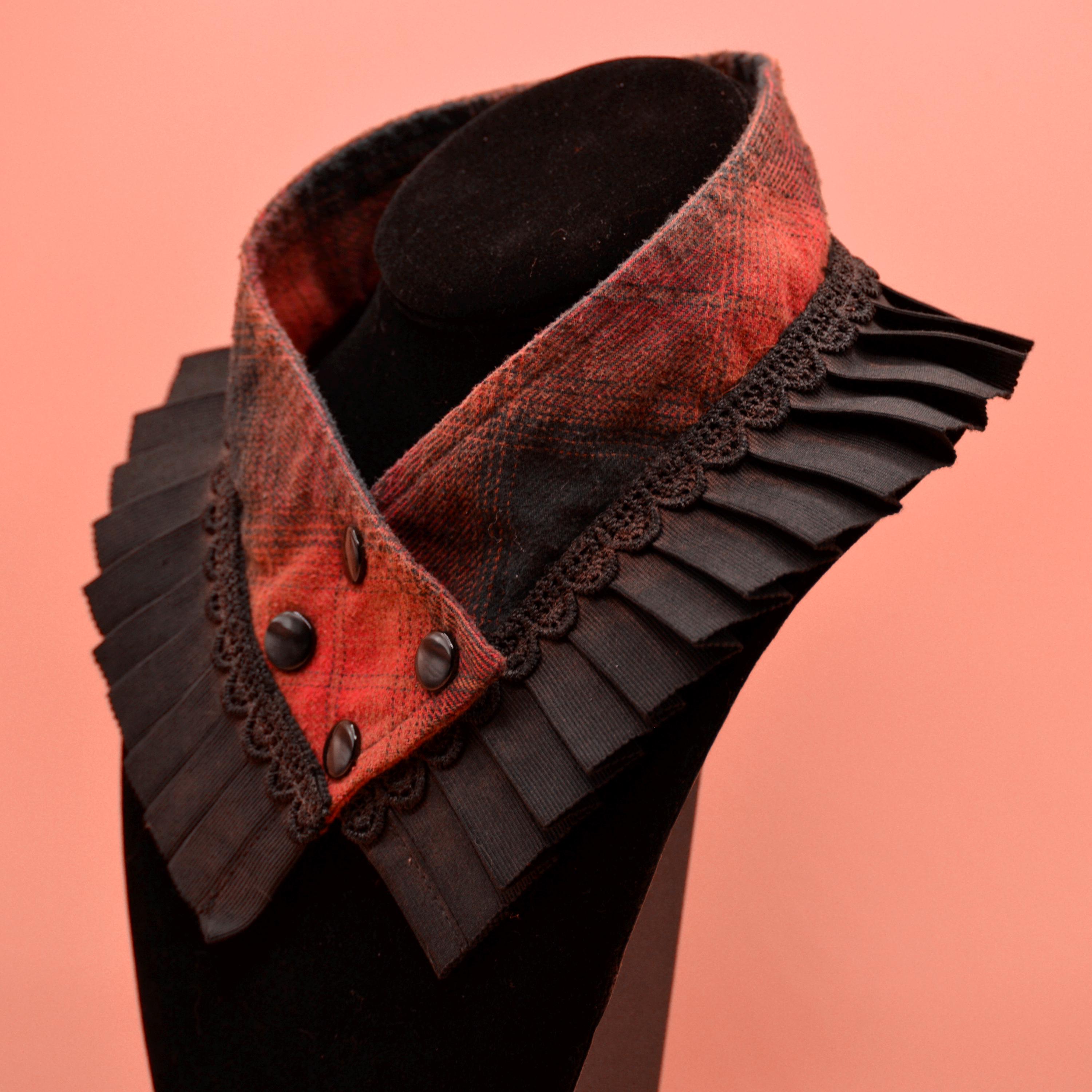 Red Plaid Collar With Pleated Trim - Etsy
