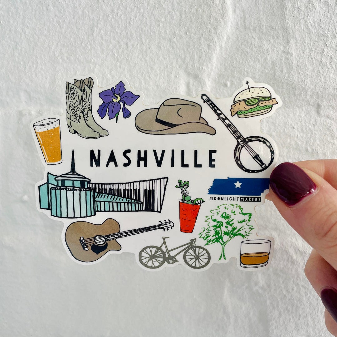 Nashville Collage, Bumper Sticker, Car Sticker, Vinyl, Bike Sticker ...