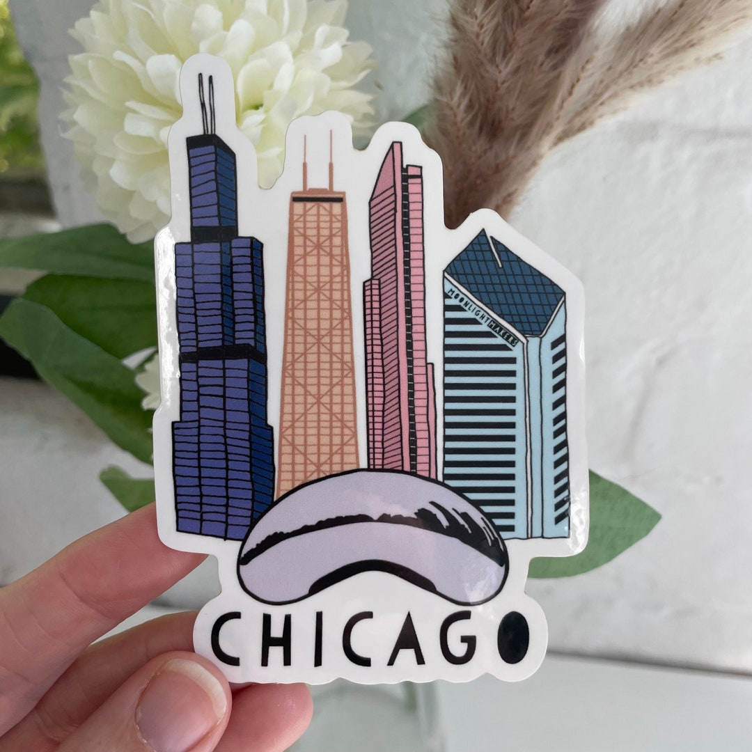 Chicago, Illinois, Die Cut Sticker, Car Sticker, Vinyl, Bike Sticker ...