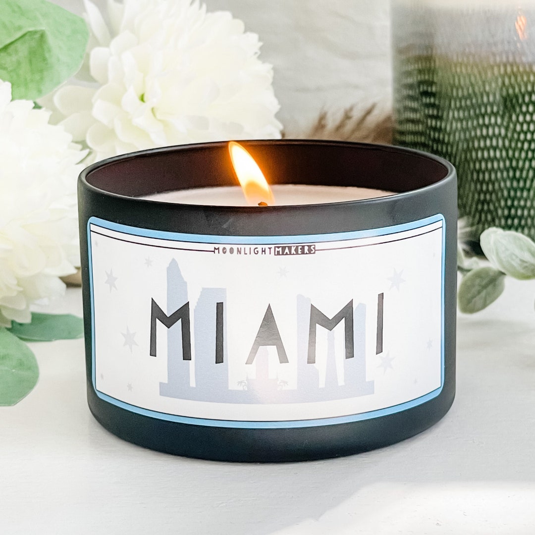 Miami Candle, Miami Skyline 100% Natural Soy Wax Scented Candle, Choose ...