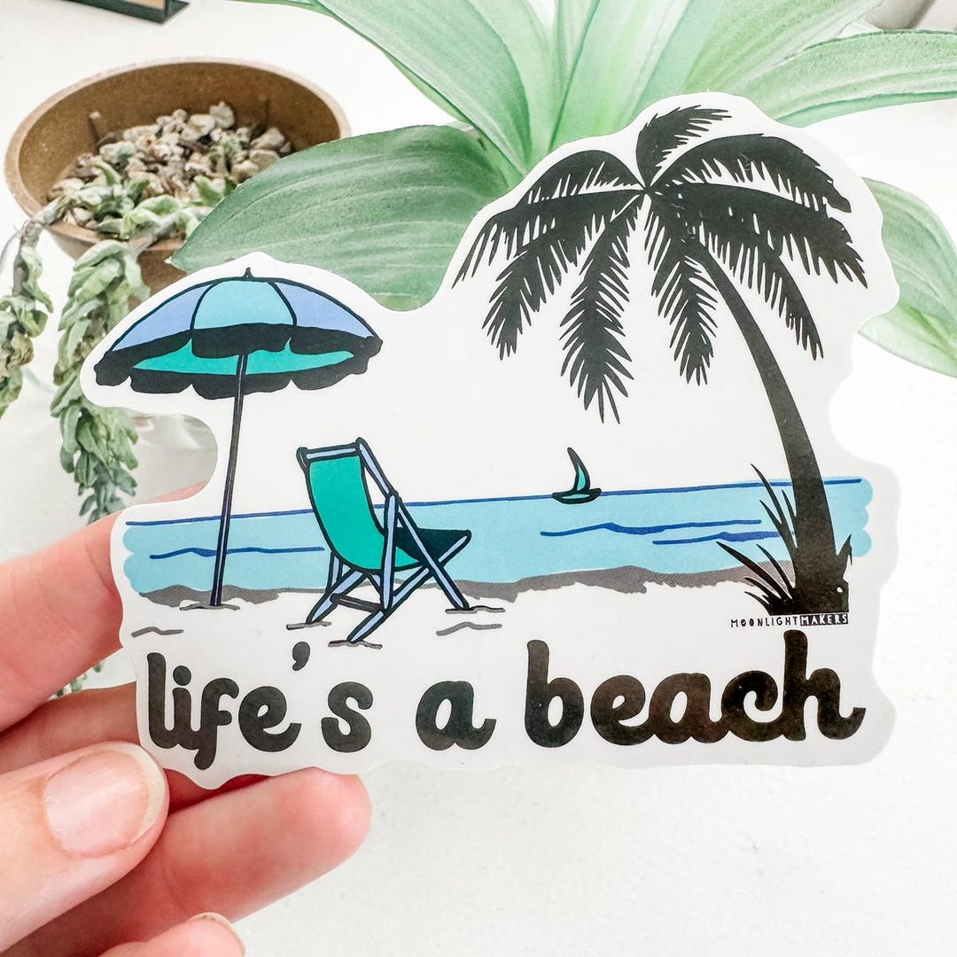 Life's a Beach, Bumper Sticker, Car Sticker, Vinyl, Bike Sticker ...