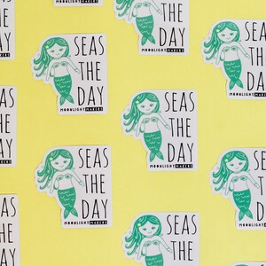 Seas the Day Mermaid Die-cut Sticker, Car Sticker, Vinyl, Bike Sticker ...