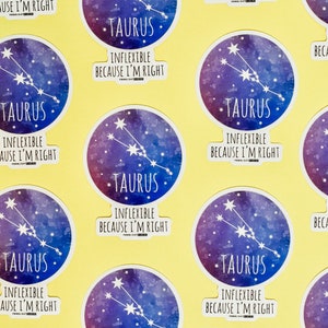 Taurus Star Sign Zodiac Sticker, Bumper Sticker, Car Sticker, Vinyl ...