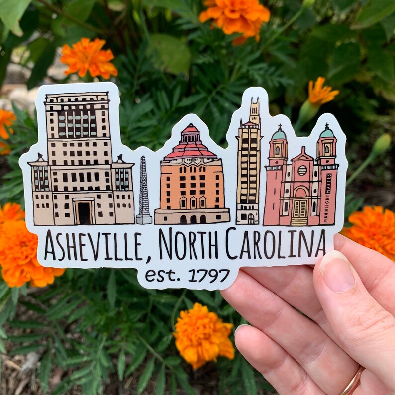 Downtown Historic Asheville NC Die Cut Sticker Car Sticker | Etsy