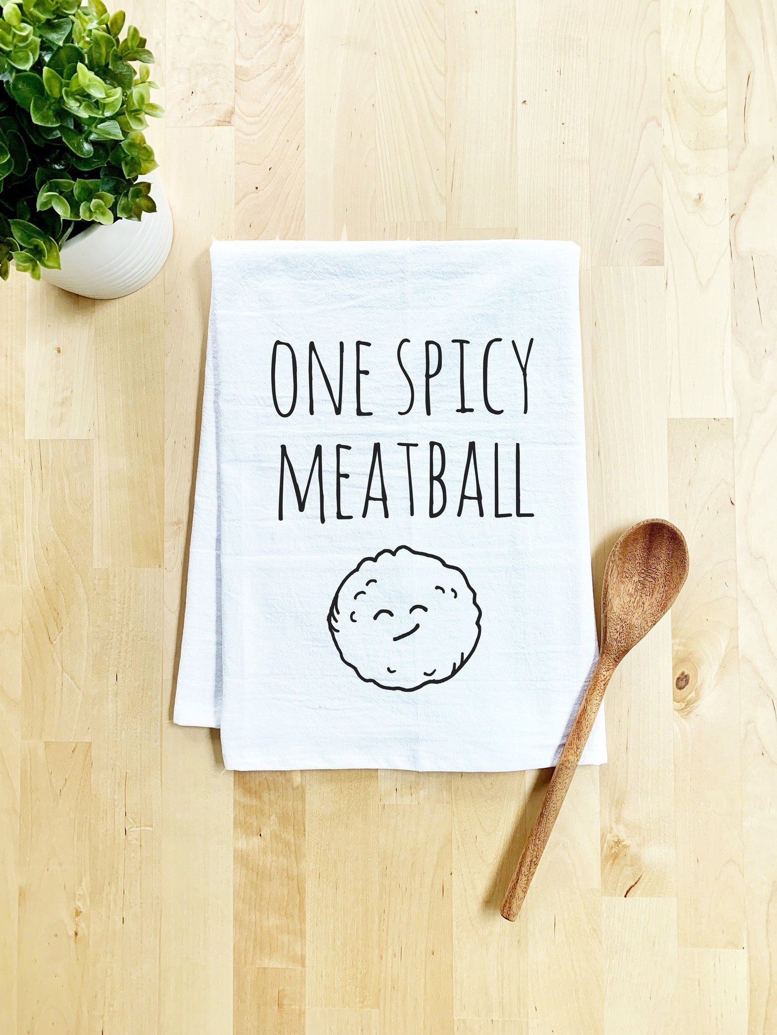 Flour Sack Dish Towel One Spicy Meatball Smiling Meatball - Etsy