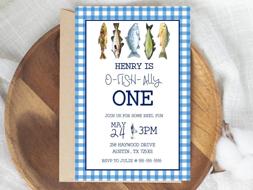 One Fish Birthday Printable Invitation | Fish First Birthday Invite | O ...