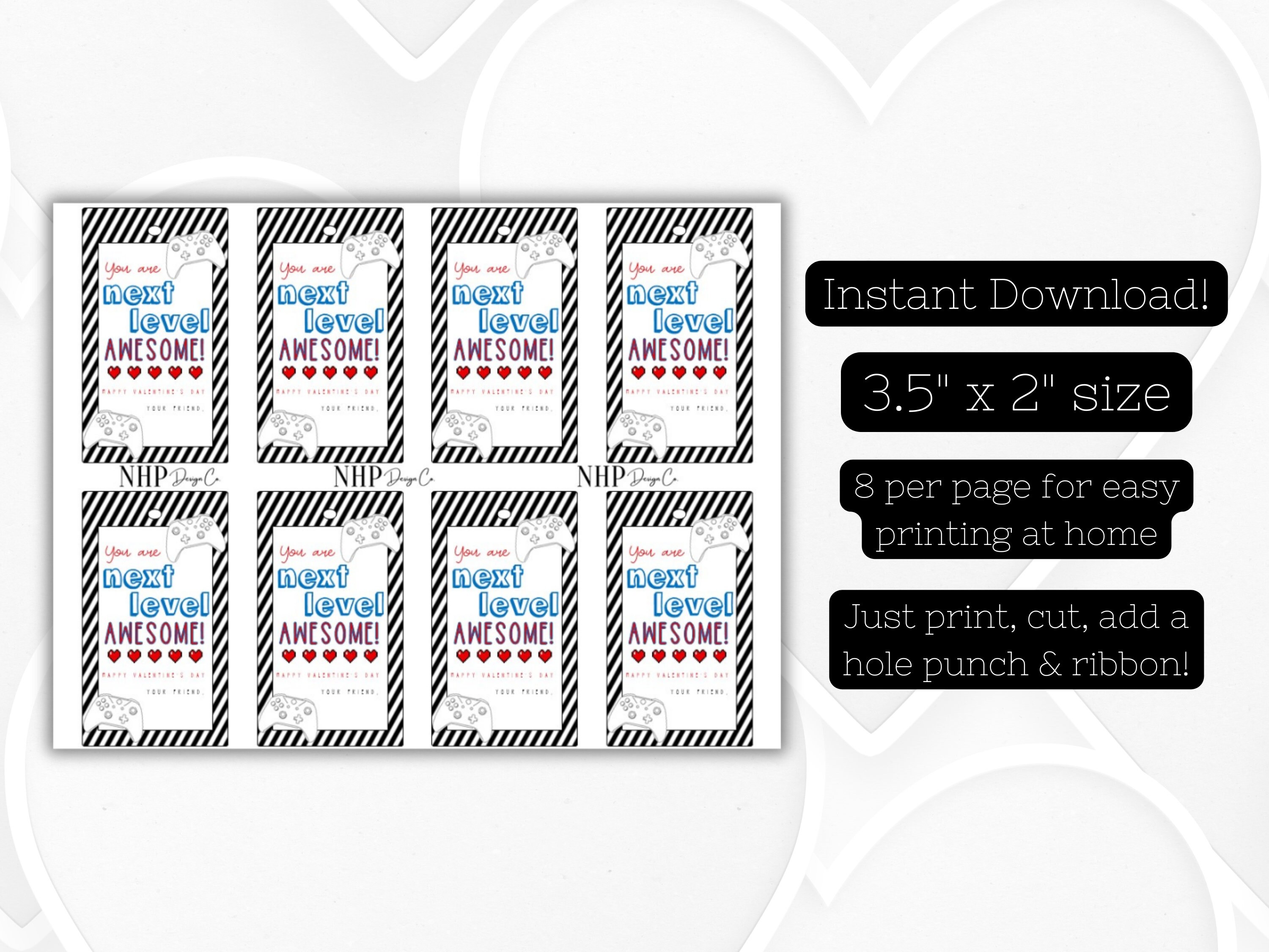 Video Game Printable Valentine Tag Gamer Valentine's Tag Instant ...