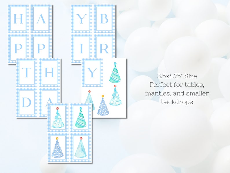 Happy Birthday Gingham Blue Banner | Classic Printable Birthday Banner ...