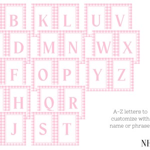 Pink Gingham Happy Birthday Banner, Classic Party Decor (digital ...