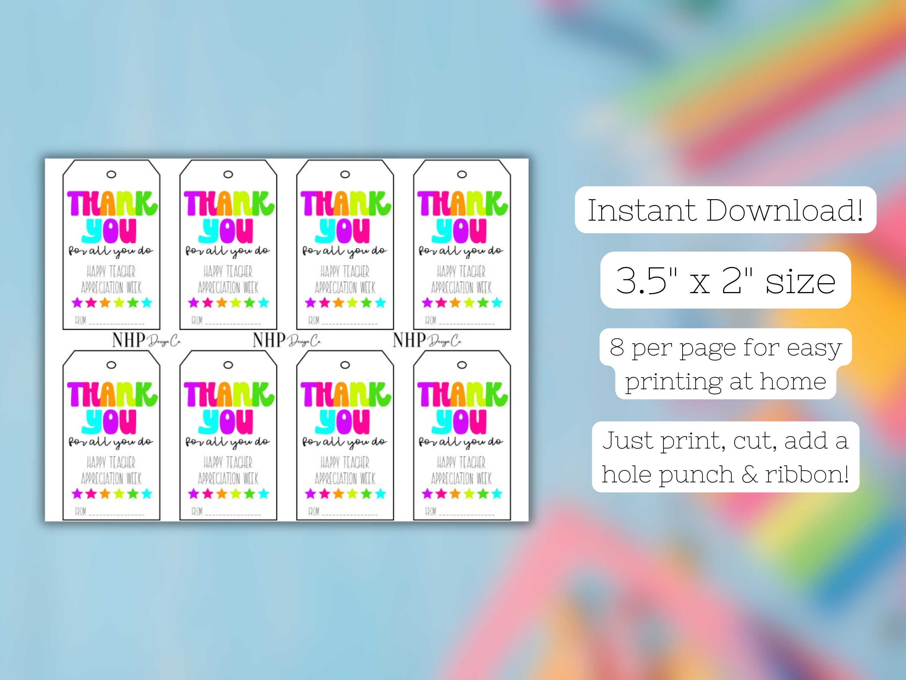 Printable Teacher Appreciation Gift Tag | Teacher Appreciation Week Tag ...