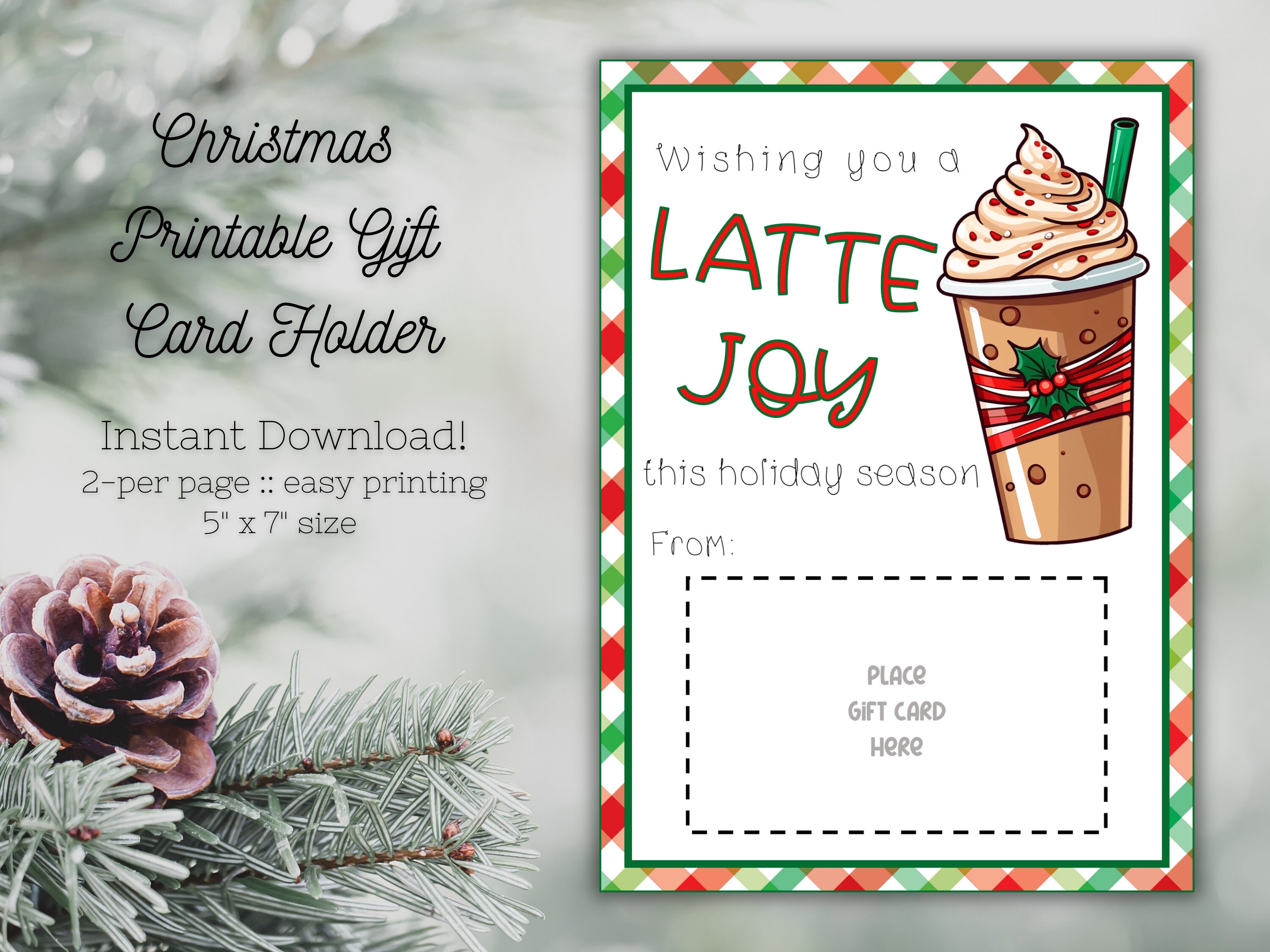 Wishing You a Latte Joy Printable Christmas Gift Card Holder Coffee ...