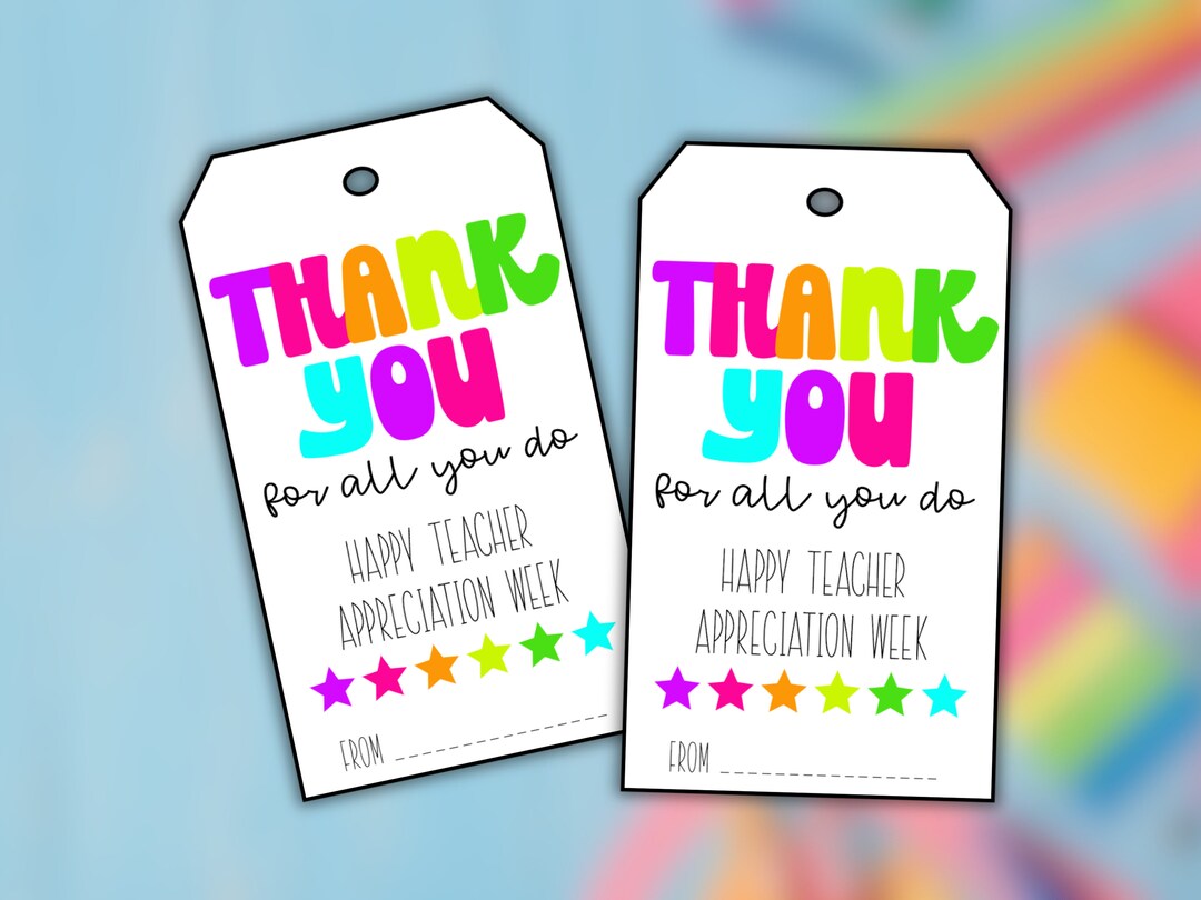 Printable Teacher Appreciation Gift Tag | Teacher Appreciation Week Tag ...