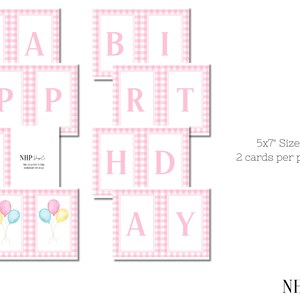 Happy Birthday Gingham Pink Banner Classic Girls Birthday Printable ...