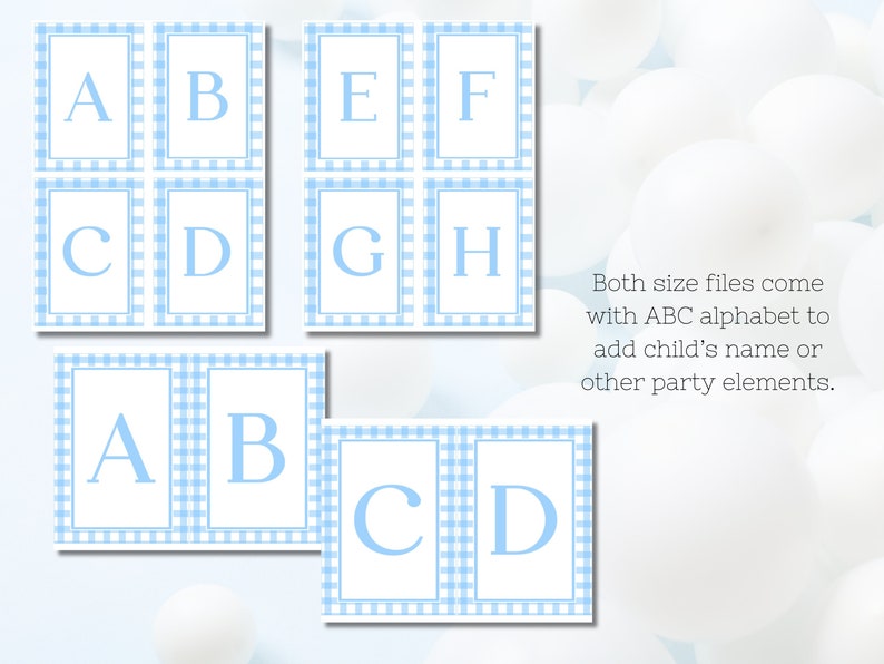 Happy Birthday Gingham Blue Banner | Classic Printable Birthday Banner ...