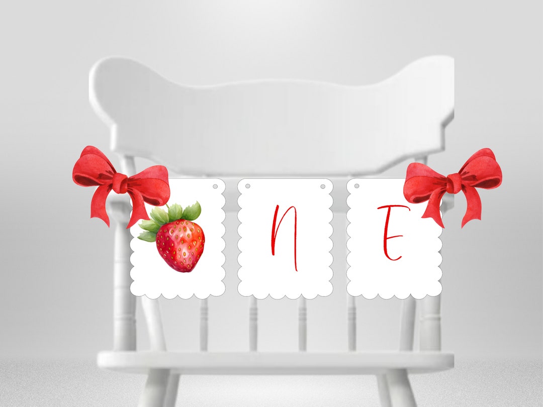 Strawberry First Birthday High Chair Banner | Berry Sweet Decor ...