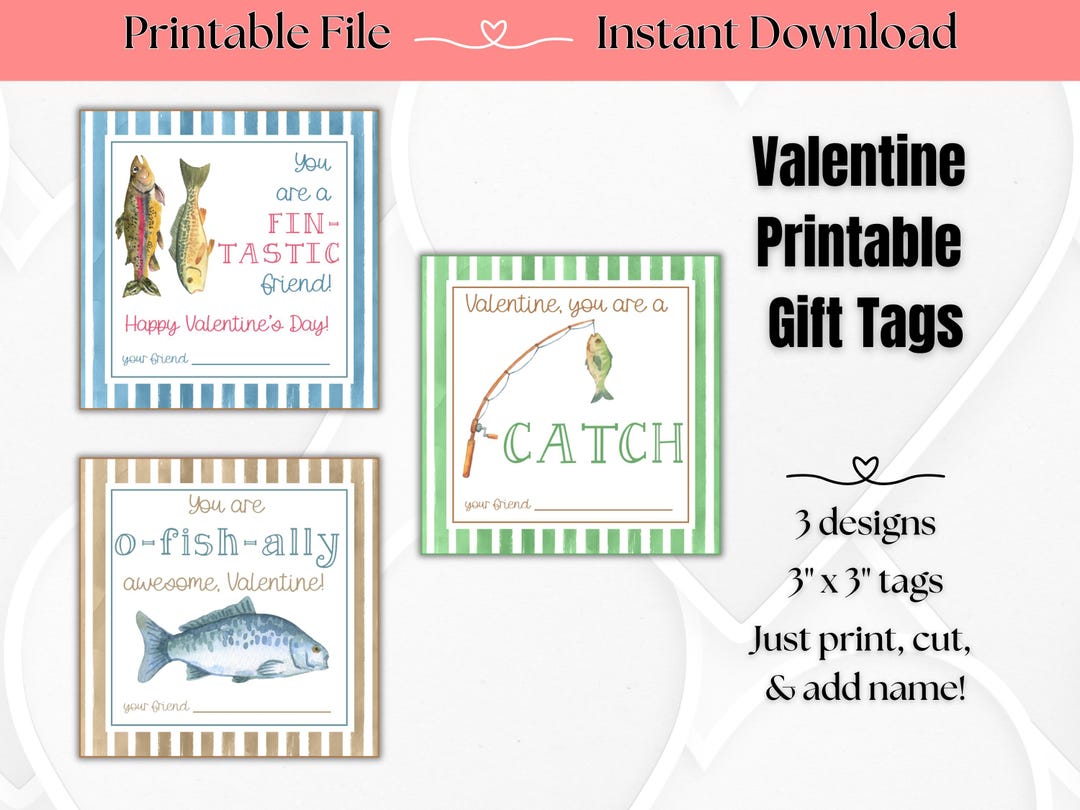 Fish Printable Valentine Tags | You're a Catch Valentines | O-fish-ally ...