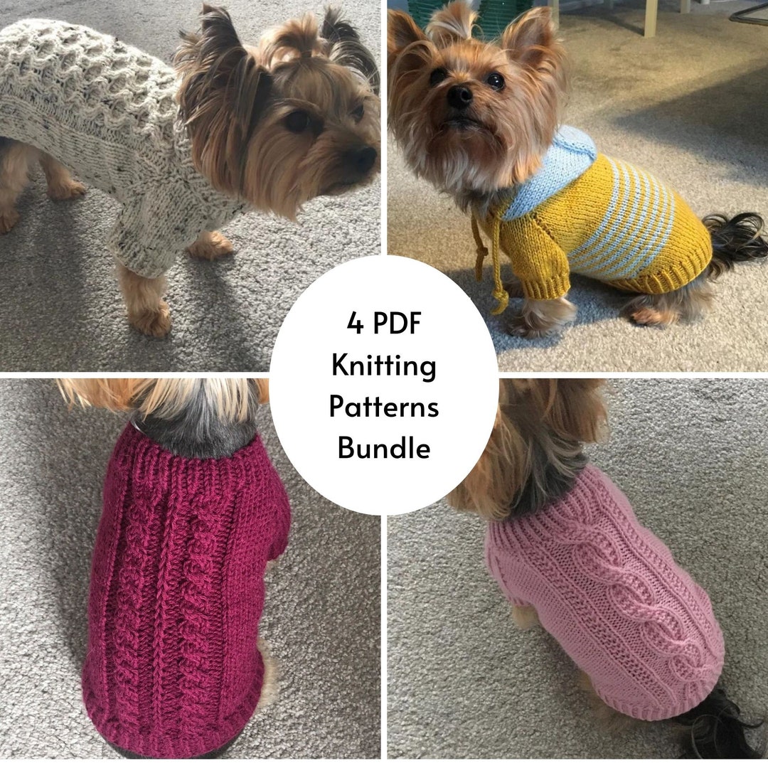 KNITTING PATTERN BUNDLE, Top-down, Knit Dog Sweater Pattern, Small Dog ...
