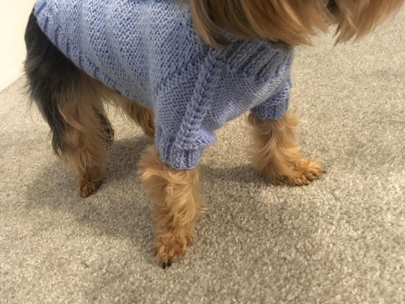 Sky Blue Dog Sweater Knitting Pattern, Flat Bottom UP Knit Pet Jumper ...