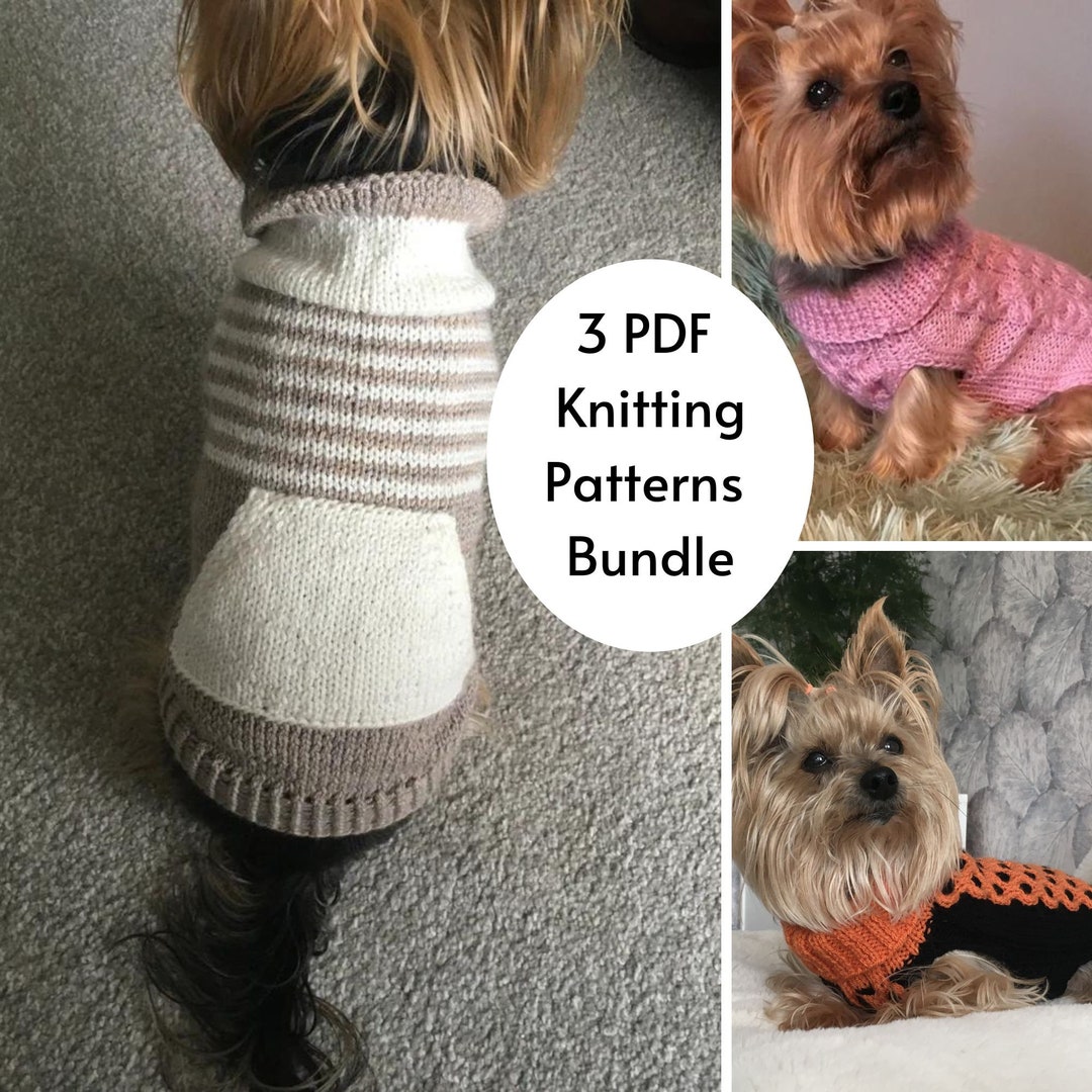 3-pattern Bundle Dog Sweater Knitting Patterns, DK Yarn PDF Set for ...