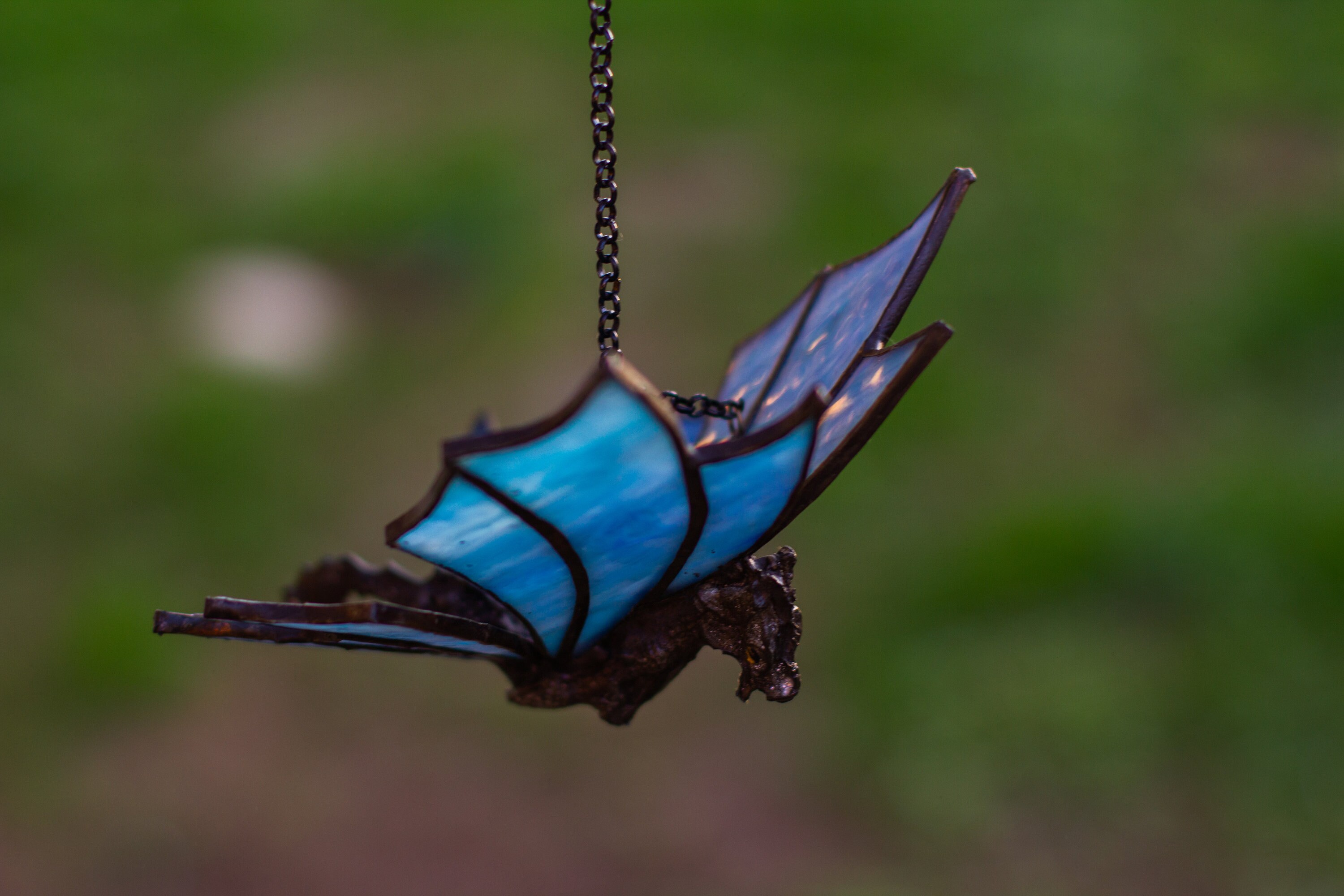 Blue Glass Dragon Stained Glass Dragon Halloween Geeky Home - Etsy